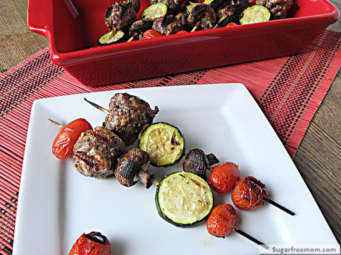 Grilled Turkey Meatball Kabobs with Balsamic Glaze - Sugar-Free Mom