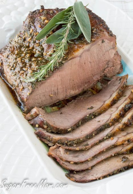 Garlic Herb NY Strip Roast with Mustard Cream Sauce - Sugar-Free Mom