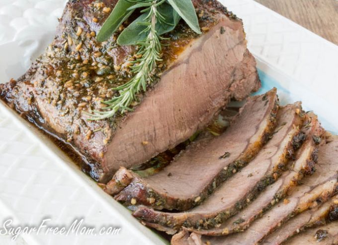 Garlic Herb NY Strip Roast with Mustard Cream Sauce - Sugar-Free Mom