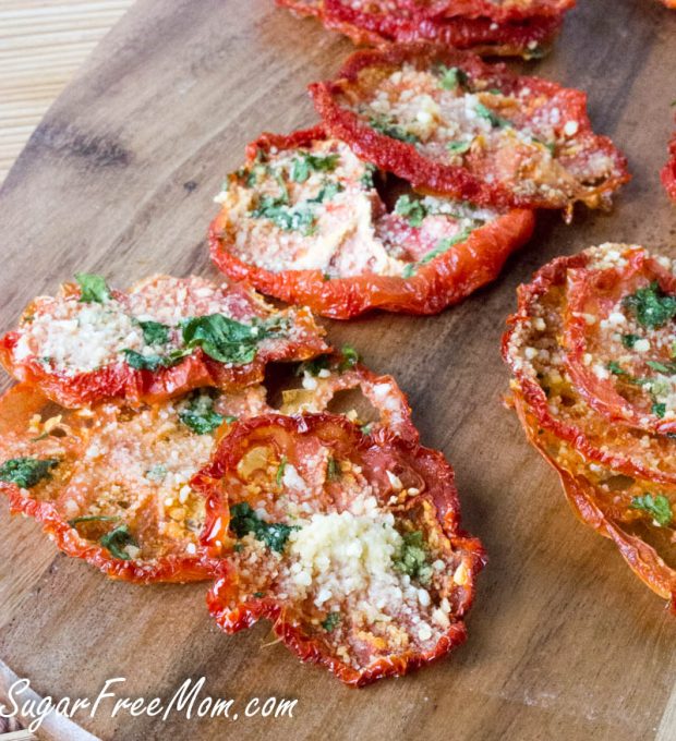 Crispy Parmesan Tomato Chips (Baked or Dehydrated) - Sugar-Free Mom
