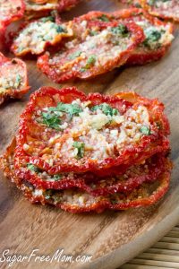 Crispy Parmesan Tomato Chips (Baked or Dehydrated) - Sugar-Free Mom
