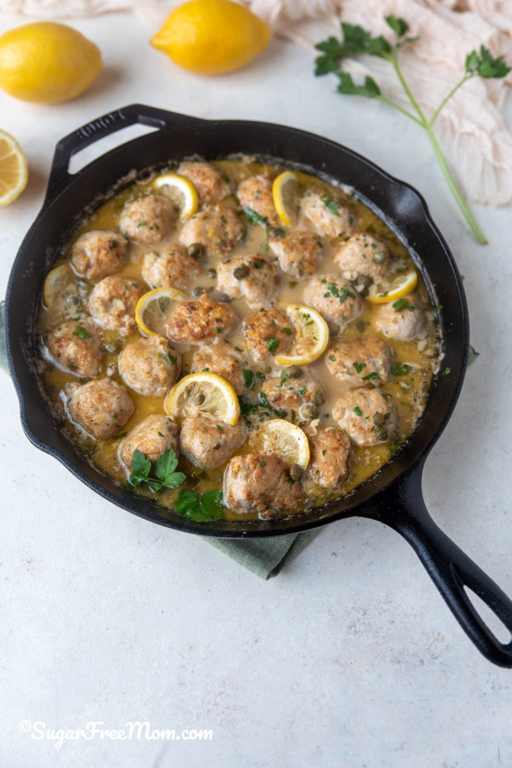 Low Carb Lemon Chicken Piccata Meatballs (Keto, Nut Free, Gluten Free ...