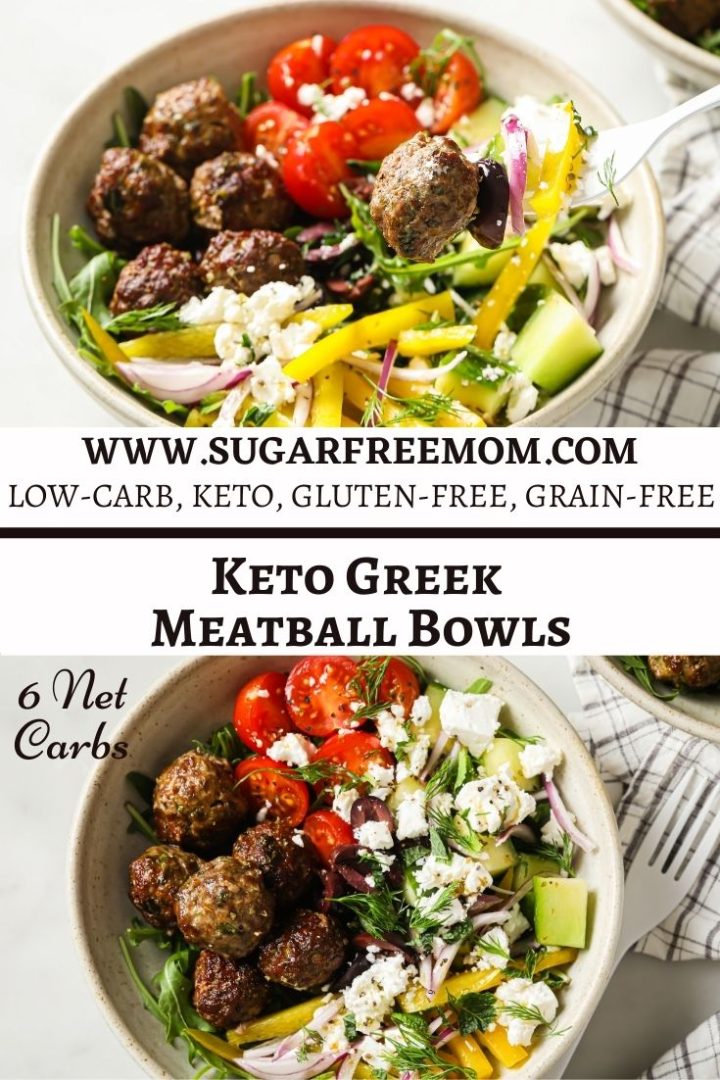 Easy Low Carb Keto Greek Meatball Bowls (Gluten Free) - Sugar-Free Mom