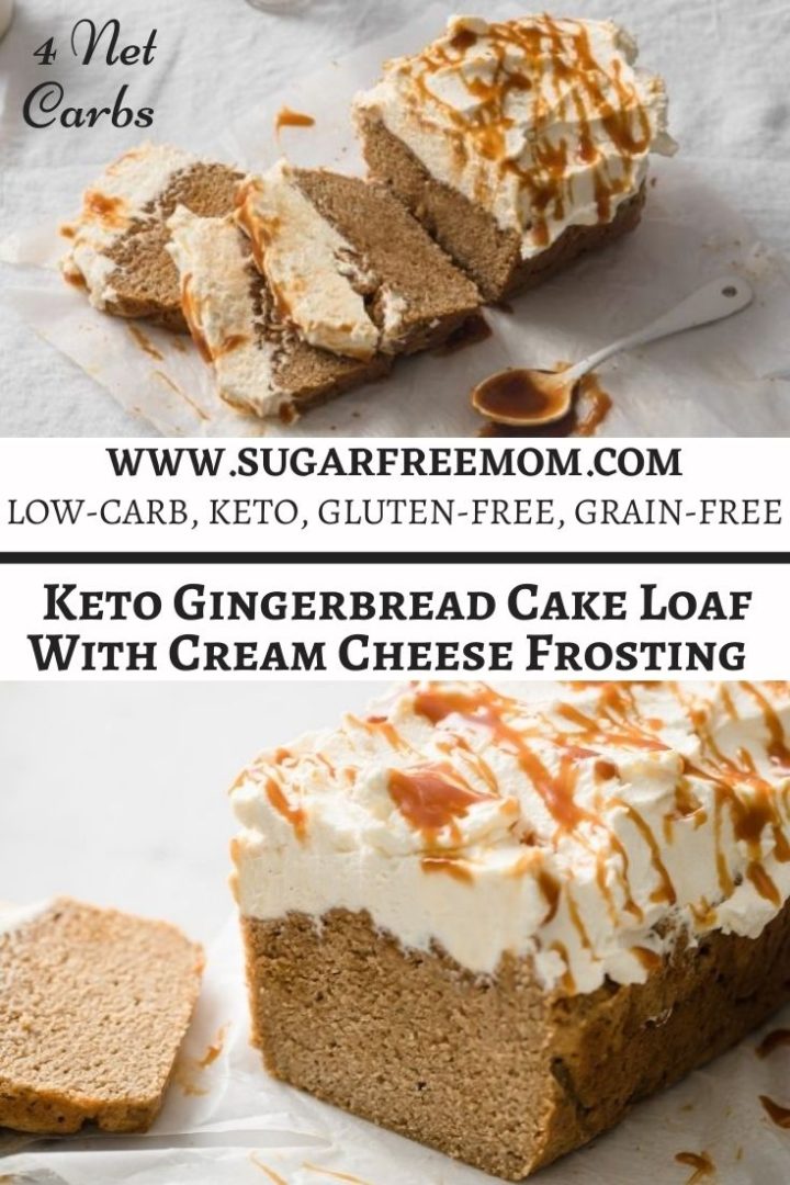Keto Gingerbread Cake Loaf with Cream Cheese Frosting - Sugar-Free Mom